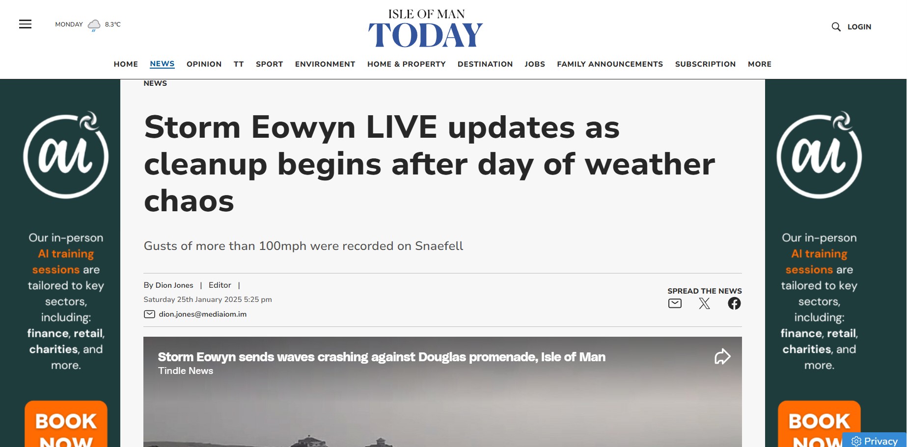 Isle of Man team share vital news during Storm Eowyn - Tindle News