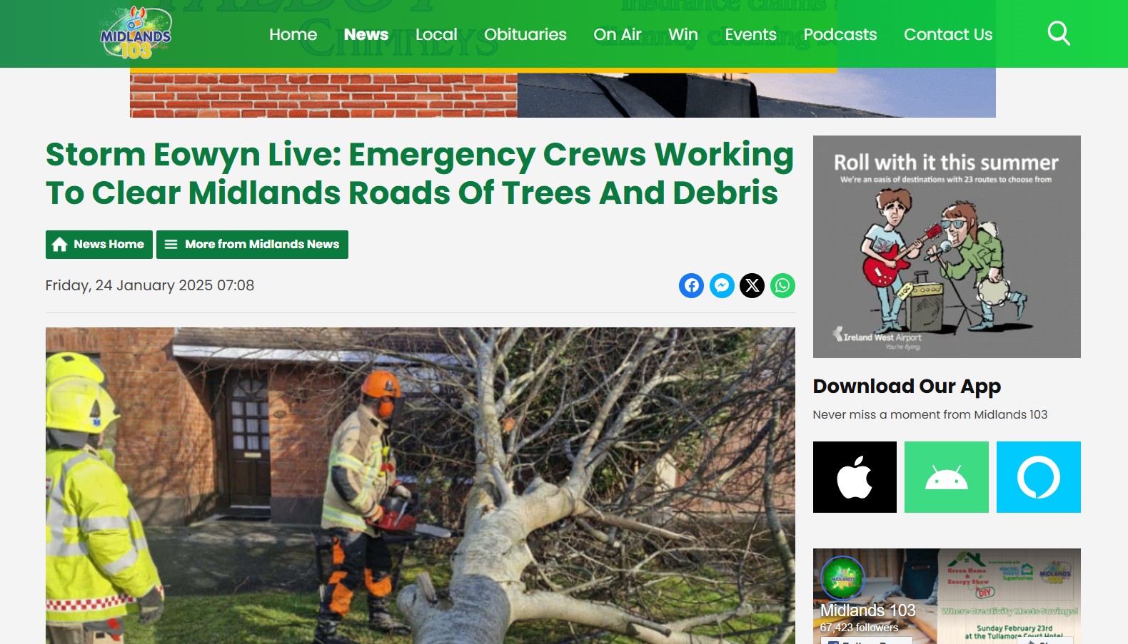 Midlands 103 audiences updated during Storm Eowyn - Tindle News